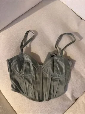 Zara | Tops | Zara Sage Green Satin Corset Top | Poshmark